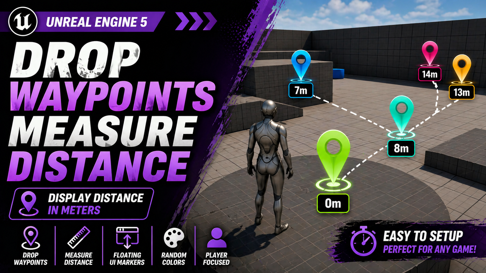 UE5 Drop Waypoints Distance Meter | Rambod Dev